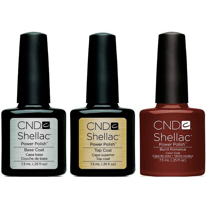 CND - Shellac Combo - Base, Top & Burnt Romance - Brown, Red Gel Polish - CNDS-BT-Burnt Romance ...