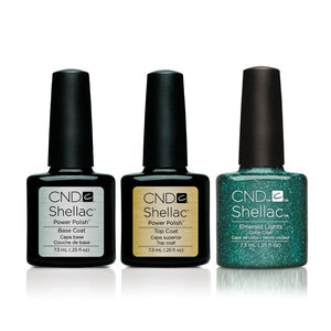 CND - Shellac Combo - Base, Top & Emerald Lights - Green Gel Polish - CNDS-BT-Emerald Lights ...