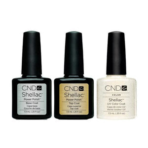 CND - Shellac Combo - Base, Top & Gold VIP Status - White Gel Polish ...