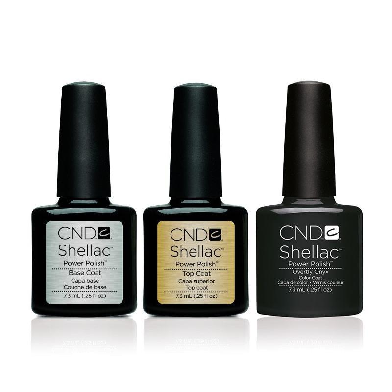 CND - Shellac Combo - Base, Top & Overtly Onyx - Black, Tan Gel Polish ...