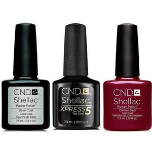 CND - Shellac Xpress5 Combo - Base, Top & Crimson Sash (0.25 oz) - Red ...