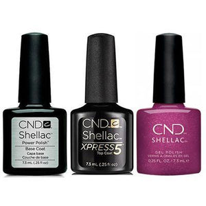 CND - Shellac Xpress5 Combo - Base, Top & Drama Queen (0.25 oz ...