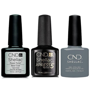 CND - Shellac Xpress5 Combo - Base, Top & Whisper (0.25 oz) - Grey Gel ...
