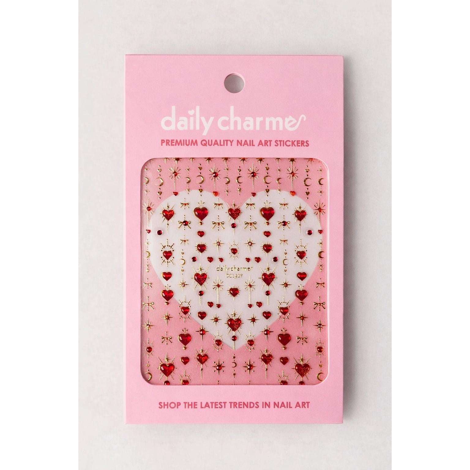 Daily Charme Valentine Bejeweled Nail Art Sticker / Starcrossed Hearts ...