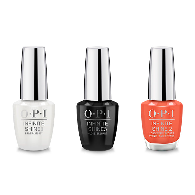 Opi Infinite Shine Combo Base Top And Flex On The Beach Orange
